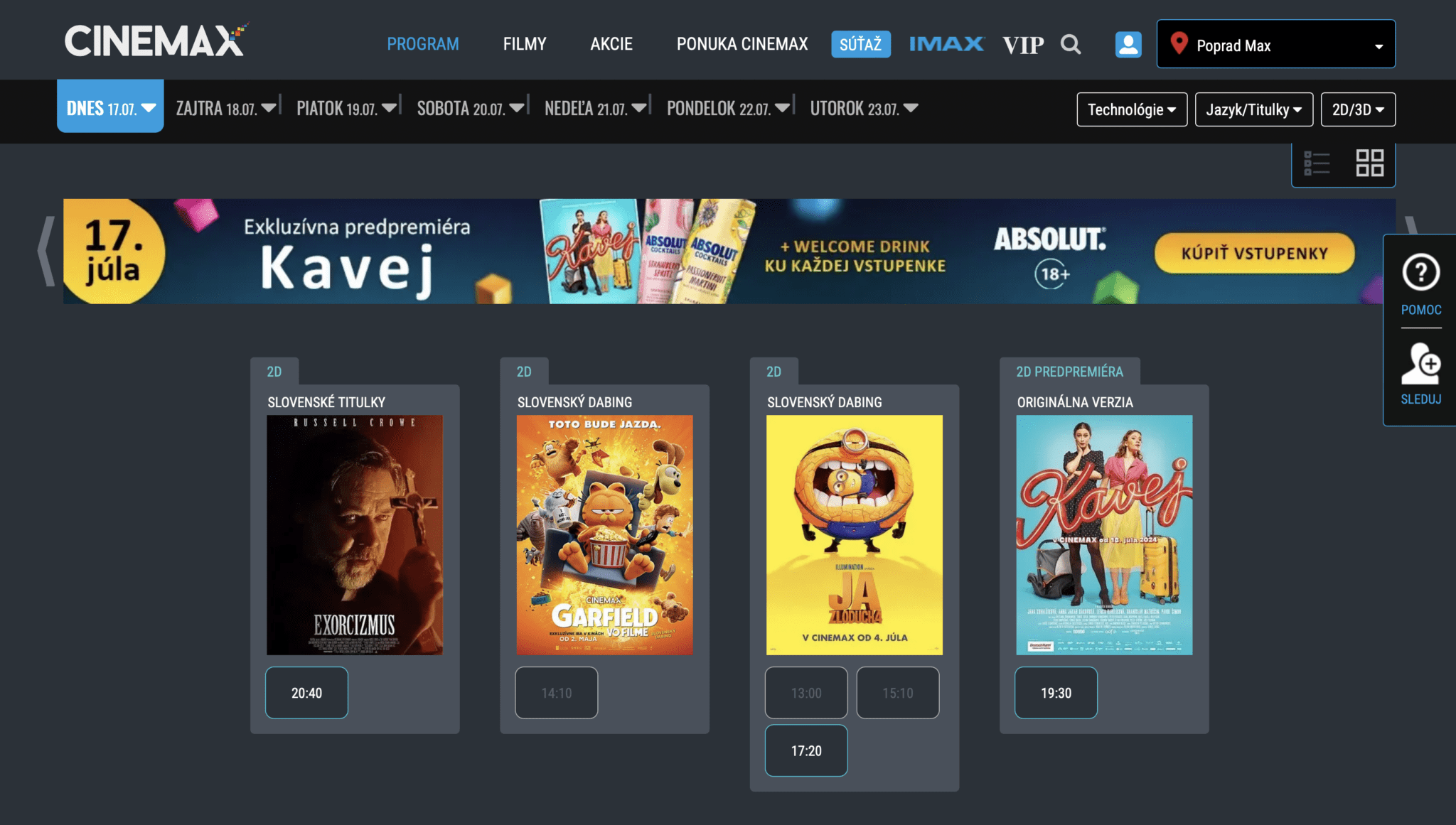 Cinemax – program kina, Bratislava, Trnava a Optima - Vmagazin.sk